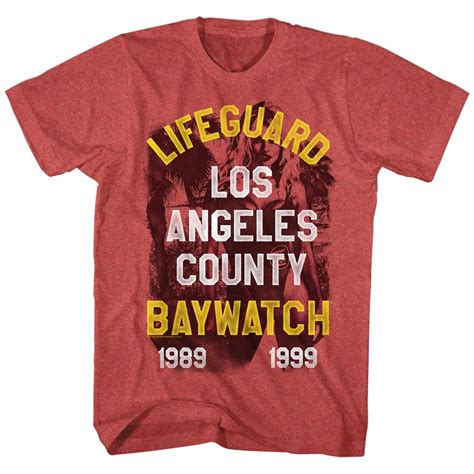 Baywatch Shirt Lifeguard Red Heather T Shirt T Shirt Baywatch Shirts