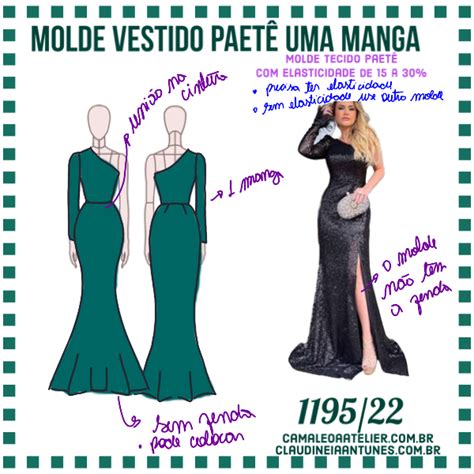 Molde Vestido Paete Uma Manga Longa 1195 22 CAMALEOA ATELIER DE COSTURA