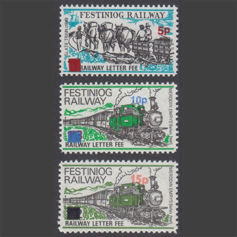 Ffestiniog Railway 1971 Decimal Provisionals Part Set 3v 5p To 15p U