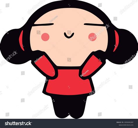 Pucca Girl Animated Stickers Happy Stock Vector Royalty Free