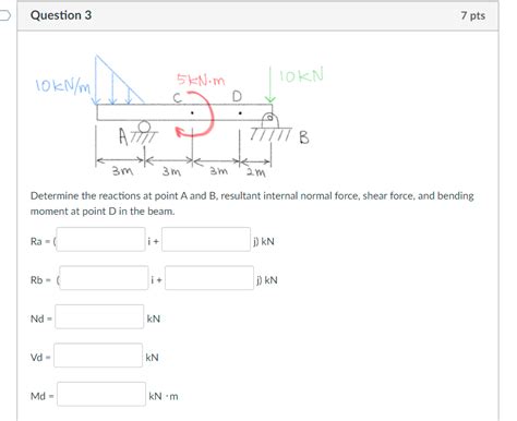 Solved Question 3 7 Pts 10 Knm 5kn M 10kn D ਦੇ Atit A