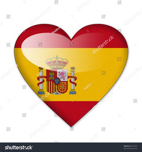 Spain Flag In Heart Shape Isolated On White Background Stock Photo