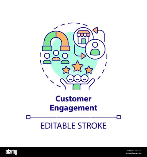 2d Colorful Thin Linear Icon Customer Engagement Concept Stock Vector