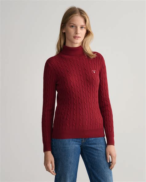 Pull Col Roulé En Coton Stretch à Torsades Gant