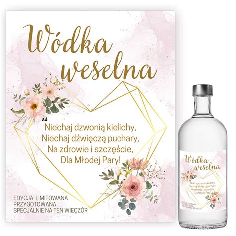 Naklejki Na Butelki Na Wesele Złota Ramka Wódka Weselna S