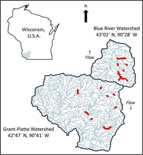 Study Area And Locations Of Sampled Stream Reaches Highlighted In Red