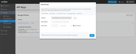 Api Keys Smtp Go Support