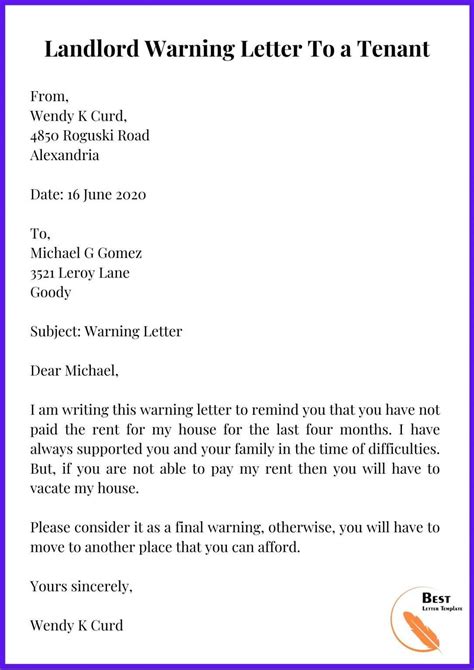 Warning Letter Template Format Sample Example In Pdf Word