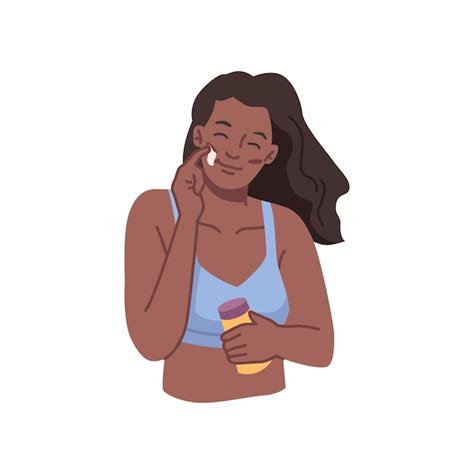 Premium Vector Woman Applying Sunblock Skin Protection