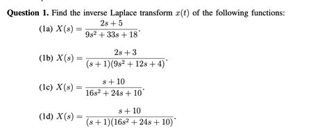 Question 1 Find The Inverse Laplace Transform StudyX