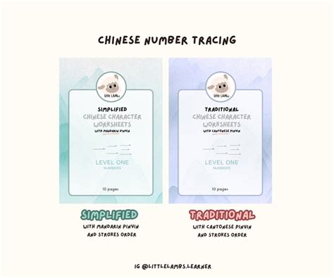 Printable Chinese Number Tracing Worksheets To Cantonese Pinyin Etsy