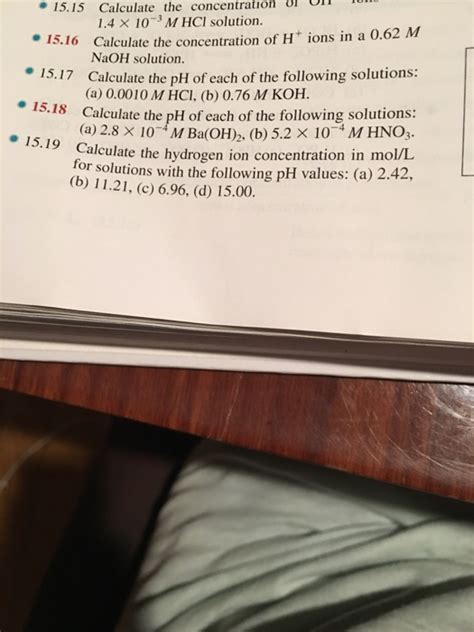 Solved Calculate The Concentration Of H Ions In A M Chegg