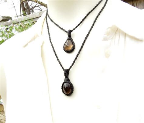 Smokey Quartz Necklace Set Smoky Quartz Crystal Necklace Birthstone