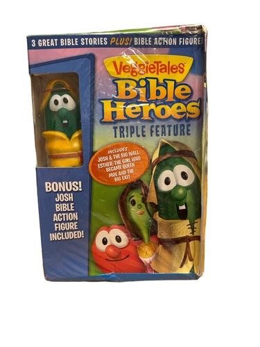 Nib Veggietales Bible Heroes Triple Feature Dvd And Josh Figure