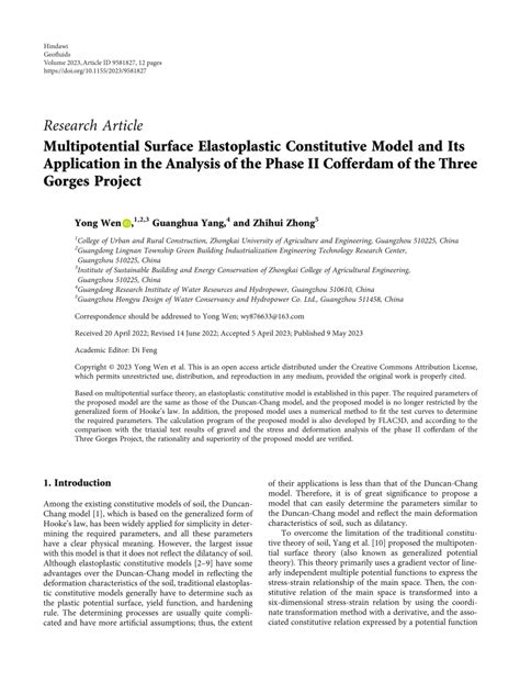Pdf Multipotential Surface Elastoplastic Constitutive Model And Its Application In The