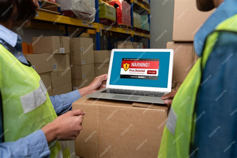 premium photo virus warning alert on computer screen detected modish