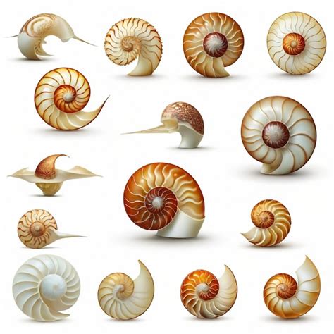 Nautilus Vector Set White Background Isolated A H Premium Ai Generated Vector