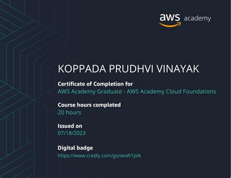 Koppada Prudhvi Vinayak On Linkedin Awsacademy Cloudfoundation Certificationjourney