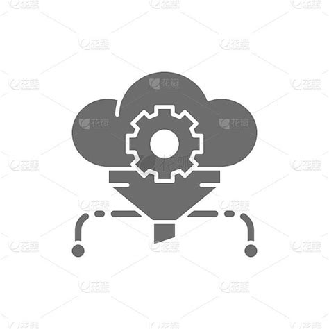云过滤，大数据，服务数据库灰色图标。