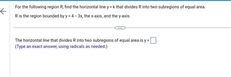 Solved For The Following Region R Find The Horizontal Line Chegg