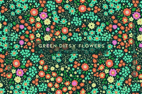 Green Ditsy Flowers Design Cuts