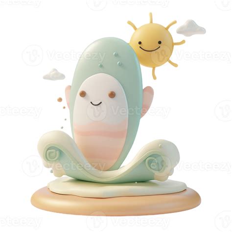 A Tiny Surfer Catches A Wave Under The Summer Sun 48052870 Png