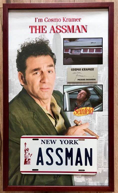 Cosmo Kramer Seinfeld The Assman Metal Replica License Plate Framed