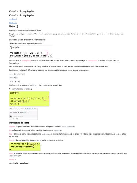 Clase 2 Listas Y Tuplas Descargar Gratis Pdf Python Lenguaje De