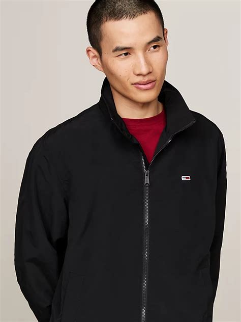 Essential Zip Thru Relaxed Windbreaker Jacket Black Tommy Hilfiger