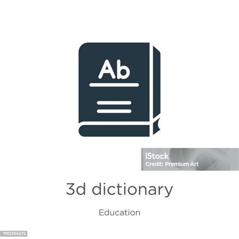 Vecteur Dicône De Dictionnaire 3d Icône Plate De Dictionnaire 3d À La