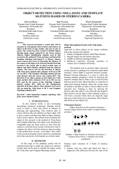 Pdf Object Detection Using Viola Jones And Template Matching Based On Stereo Camera