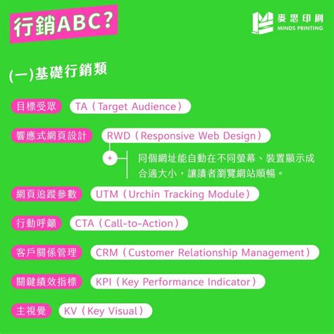 行銷常見42個專有名詞中英文 麥思印刷整合 MINDS 紙の專家 設計の溝通者 一站式
