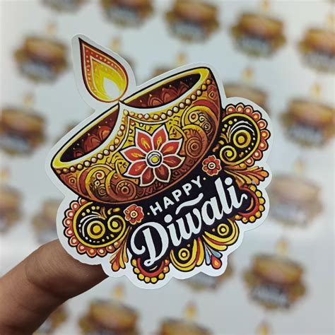 Happy Diwali Decorative Stickers 70 Pieces Diya Shape For T