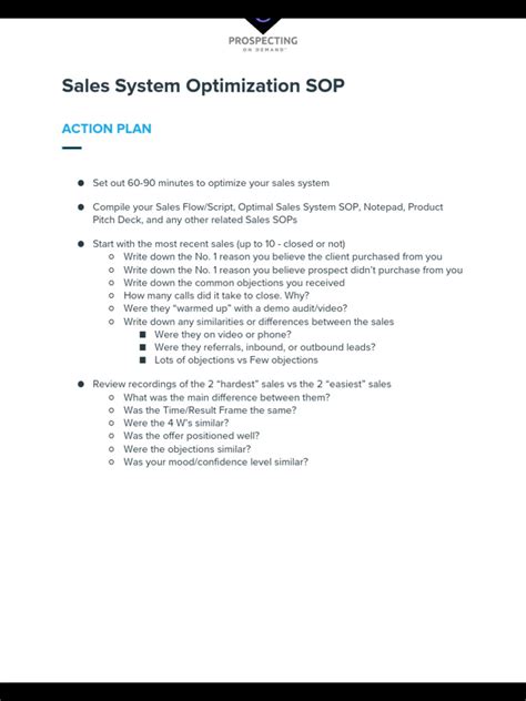 Sales System Optimization Sop Pdf