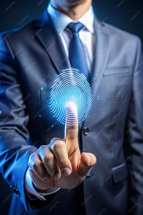 Premium Photo Businessman Using Fingerprint Identification To Access