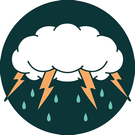 Tattoo Style Icon Of A Storm Cloud 40695671 Png