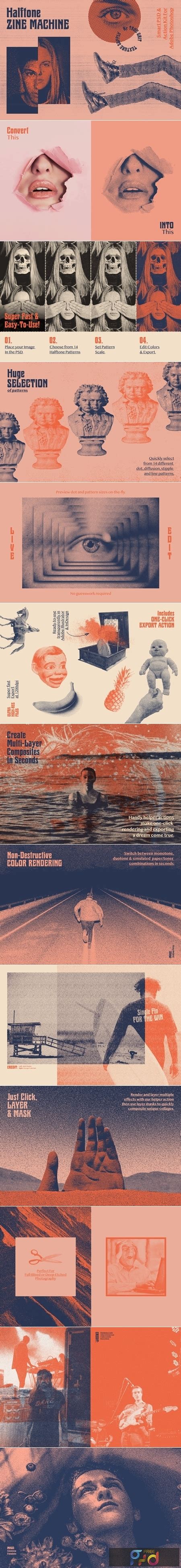 Halftone Zine Machine Psd Action Graphicux