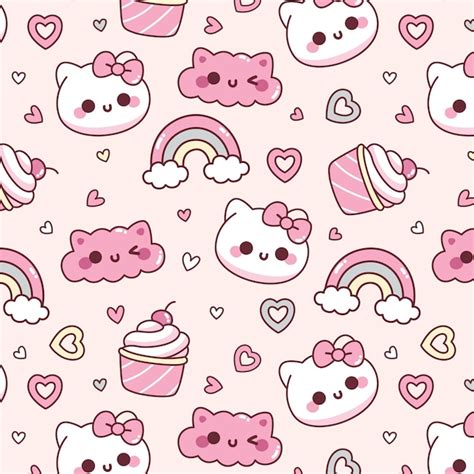 Premium Vector Cute Sweet Pink Food Doodle Seamless Pattern