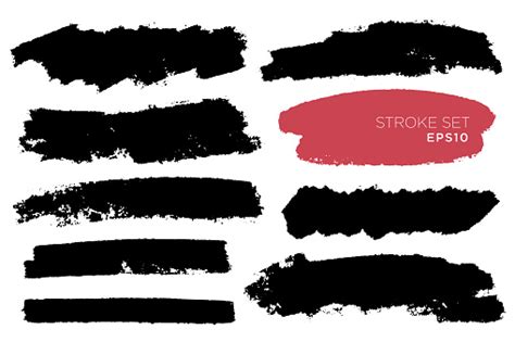 손으로 그린 브러쉬 스트로크 배경에 대 한 얼룩의 벡터 집합입니다 흑백 디자인 요소 집합입니다 한 색상 흑백 예술 손으로 그린