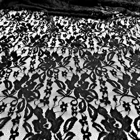 Tecido Renda Bordada Preta 2 Elastano Esquina Dos Tecidos