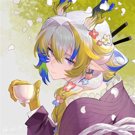 Safebooru 1girl Arknights Blonde Hair Blue Hair Braid Closed Mouth