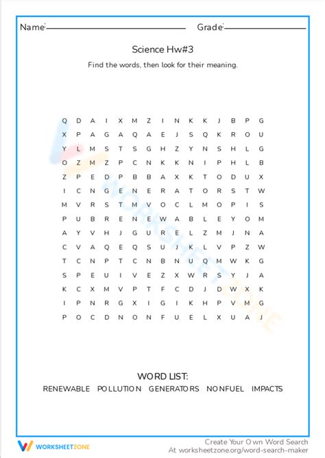 Science Hw Worksheet