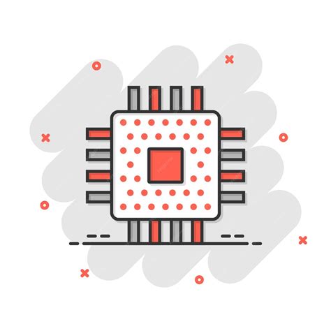 Premium Vector Computer Cpu Icon In Comic Style Circuit Board Cartoon