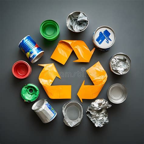 A Recycling Sign Design For A Webpage Featuring Yellow Arrows Forming A Recycling Loop Stock