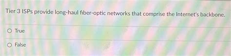 Solved Tier 3 ﻿isps Provide Long Haul Fiber Optic Networks