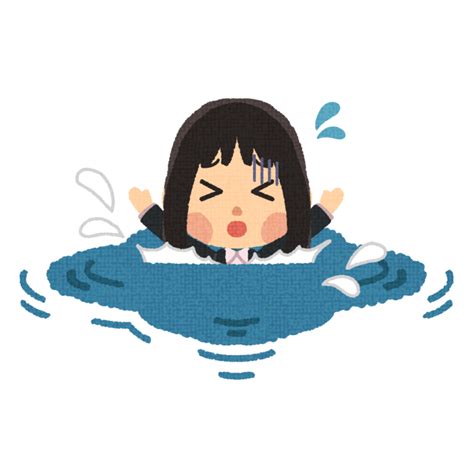 海で溺れる女性 イラストワールド 〜無料で使えるフリーイラスト素材〜
