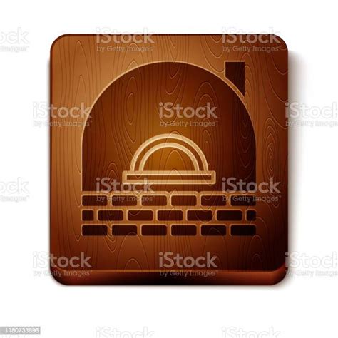 棕色磚爐圖示孤立在白色背景上磚壁爐磚石爐石爐圖示木制方形按鈕向量插圖向量圖形及更多住宅廚房圖片 住宅廚房 住宅房間 傳統 Istock
