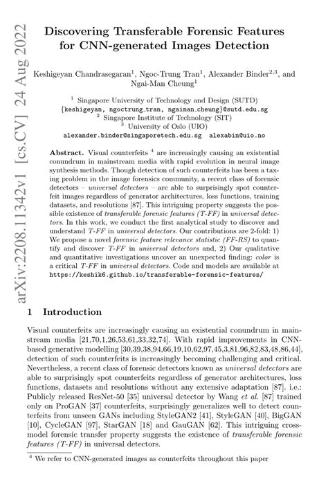 Pdf Discovering Transferable Forensic Features For Cnn Generated