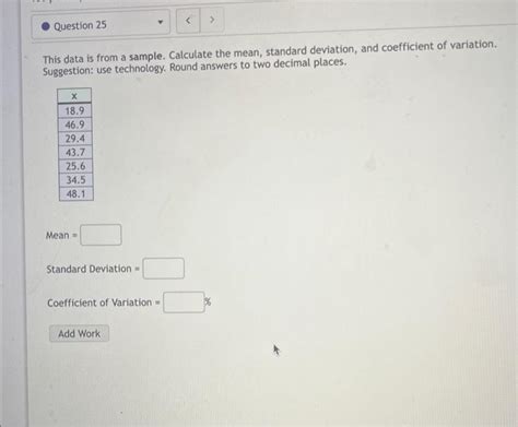 Solved This Data Is From A Sample Calculate The Mean