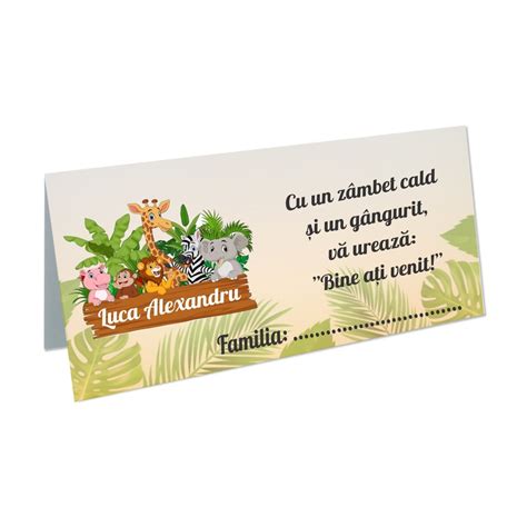 Set 10 Bucati Plic Bani Botez Safari Model Pb36 Carton Alb Emagro
